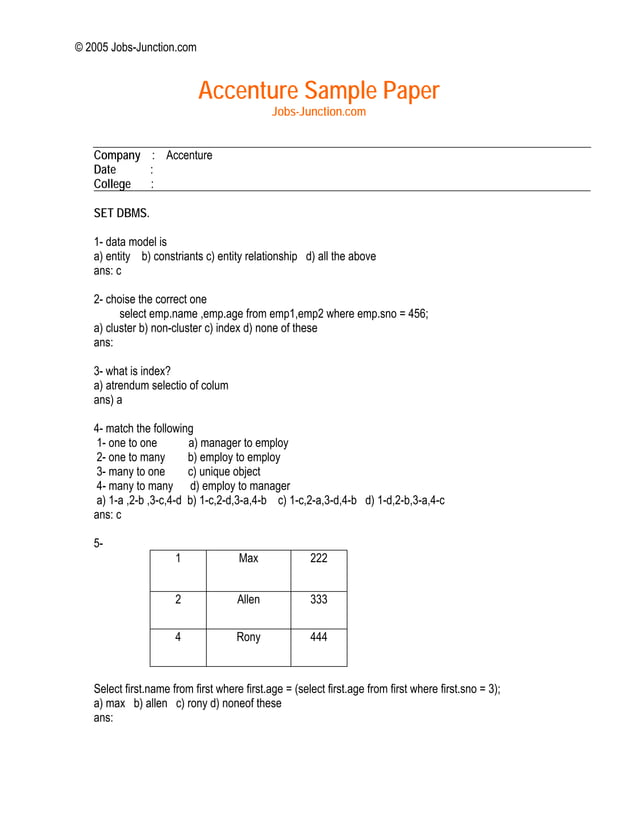 Accenture sample paper_2 | PDF