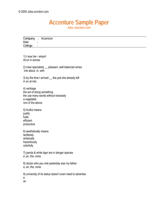 Accenture sample paper_3 | PDF | Programming Languages | Computing