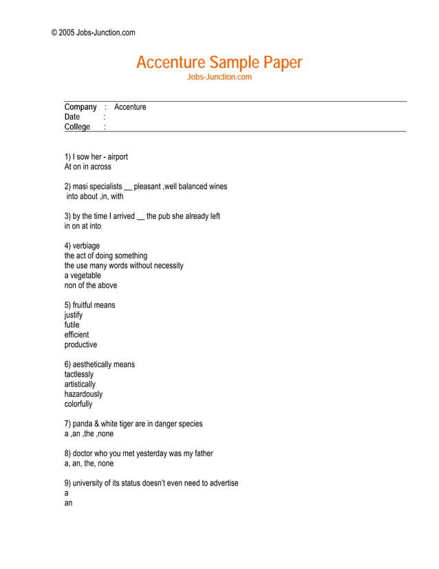 Accenture sample paper_3 | PDF | Programming Languages | Computing