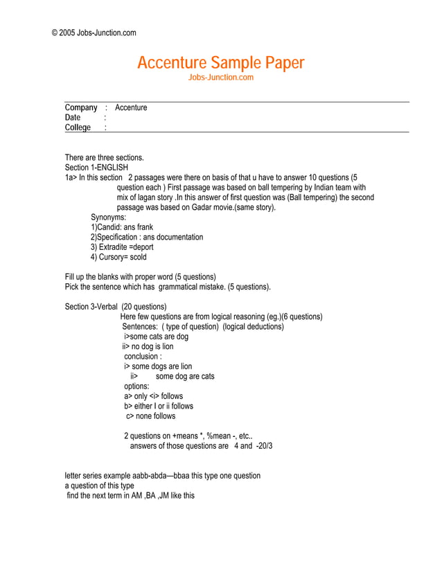 Accenture sample paper_4 | PDF