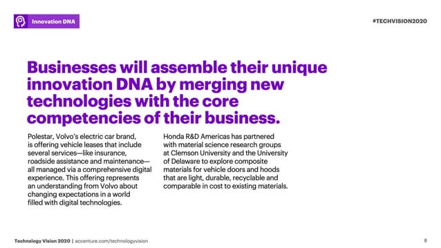 Accenture Technology Vision 2020: Innovation DNA | PDF