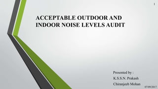 Acceptable outdoor and indoor noise levels audit | PPTX