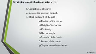 Acceptable outdoor and indoor noise levels audit | PPTX