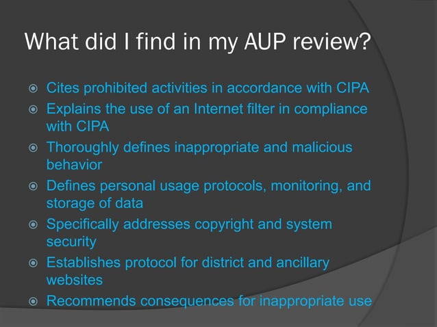 Acceptable use policies ppt | PDF | Technology & Computing