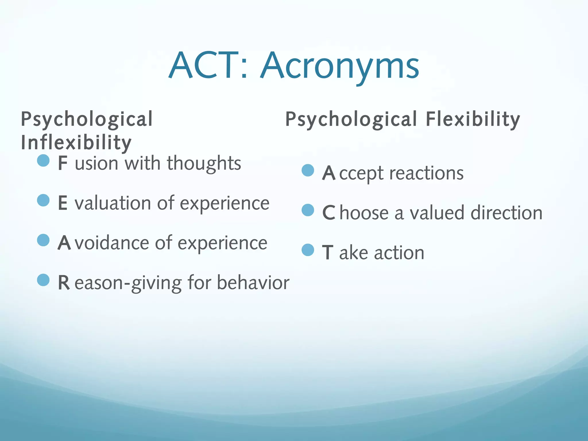 Acceptance and Commitment Therapy (ACT): Basics | PPT