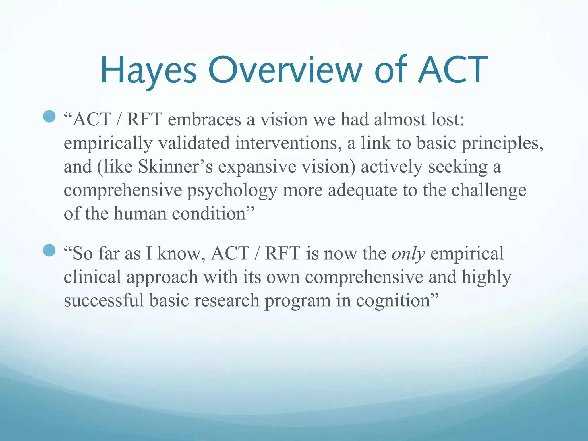 Acceptance and Commitment Therapy (ACT): Basics | PPT