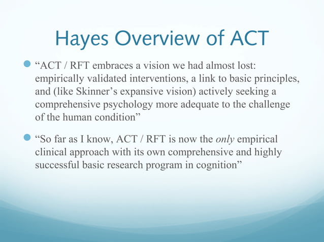 Acceptance and Commitment Therapy (ACT): Basics | PPT