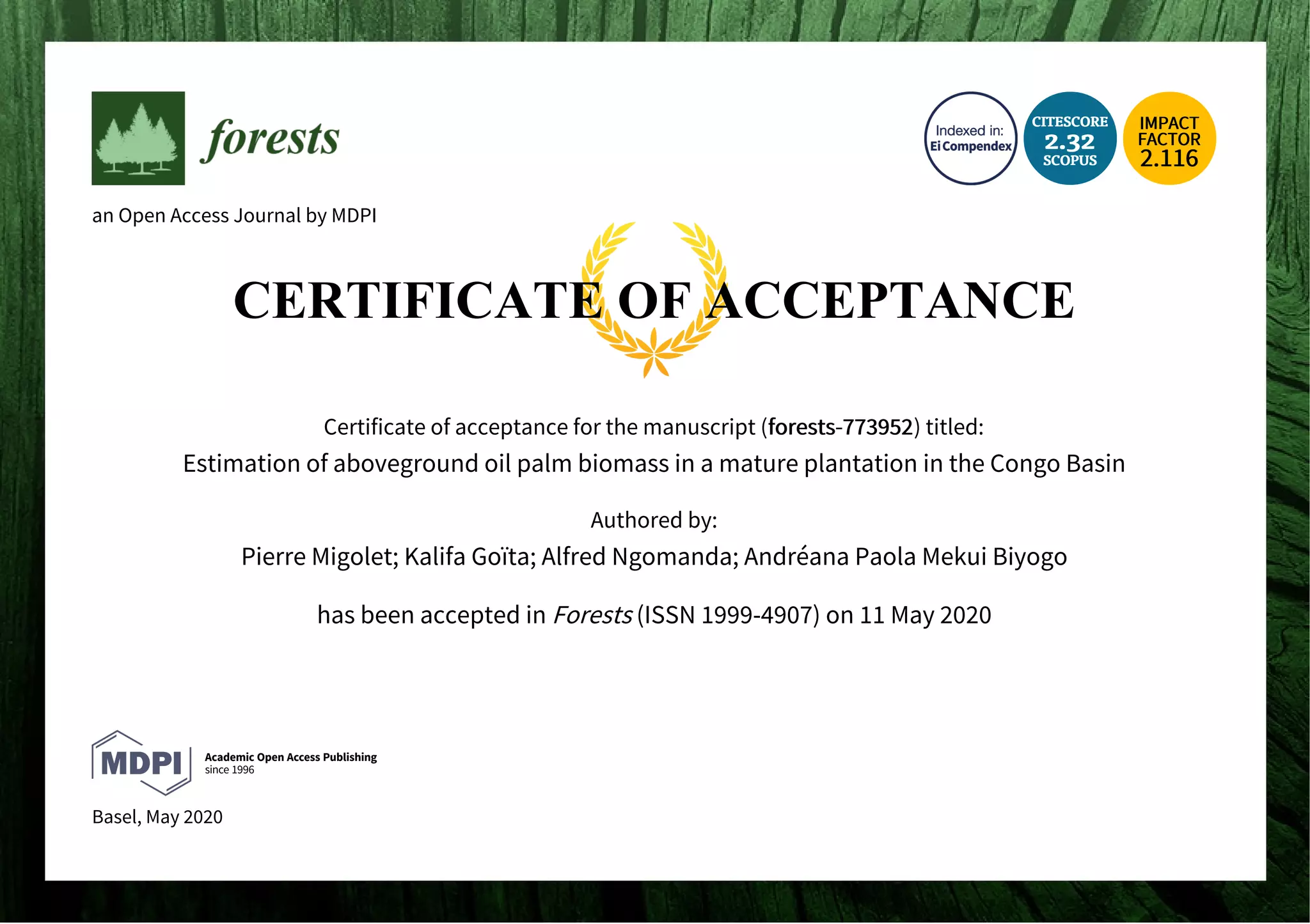 Acceptance certificate-forests-773952 | PPT