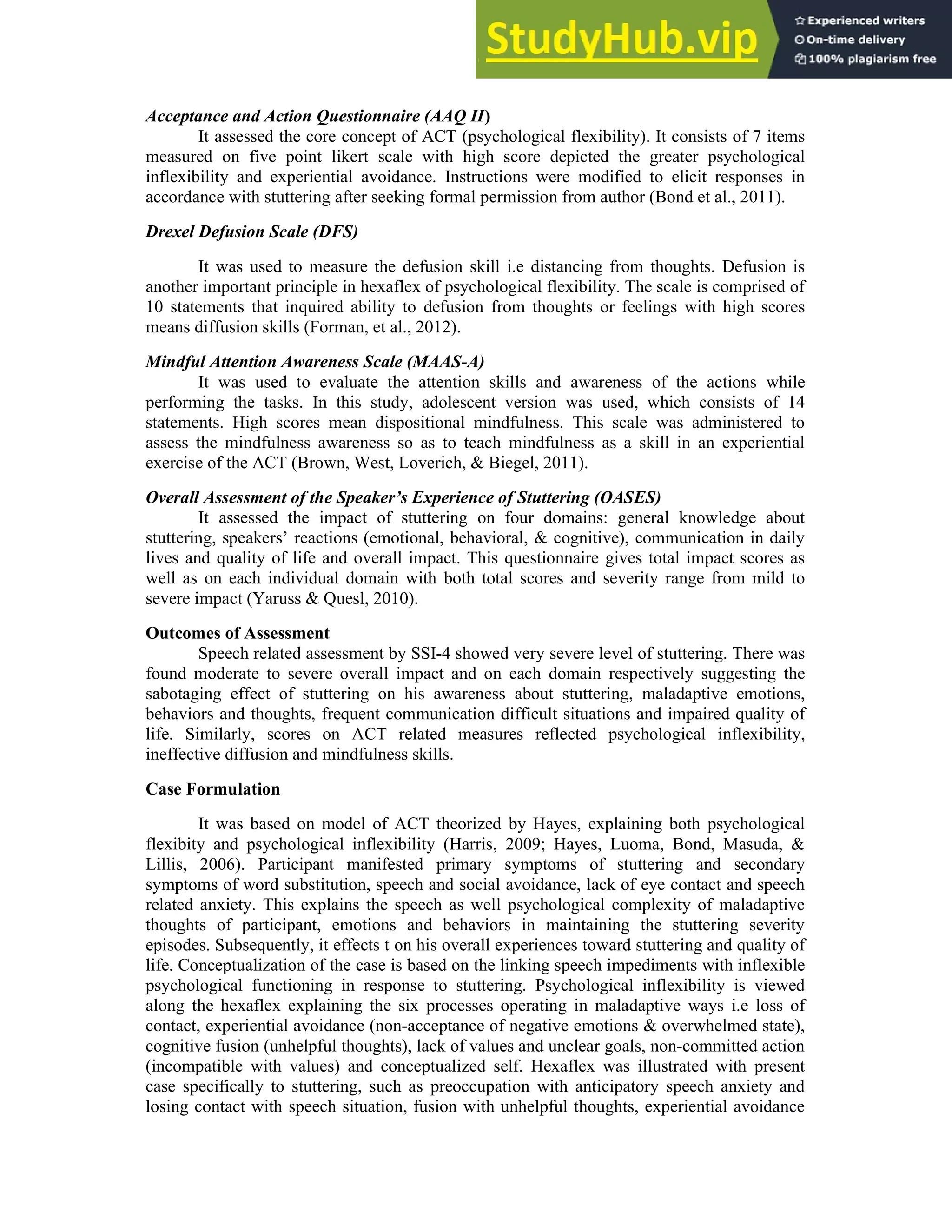 Acceptance And Commitment Therapy Integrated With Stuttering Management ...