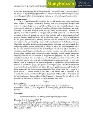 Acceptance And Commitment Therapy Integrated With Stuttering Management ...