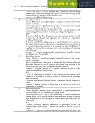 Acceptance And Commitment Therapy Integrated With Stuttering Management A Case Study | PDF ...