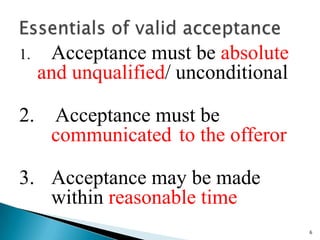 Acceptance and legal rules for acceptance | PPTX