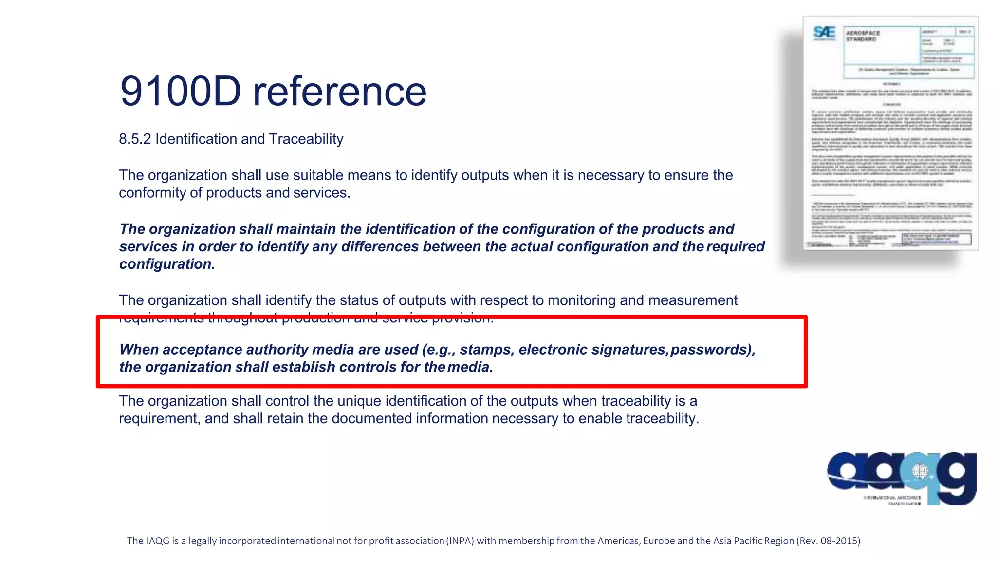 Acceptance authority as9100-d - traceability (1) | PPTX