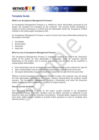 Acceptance Management Process | PDF