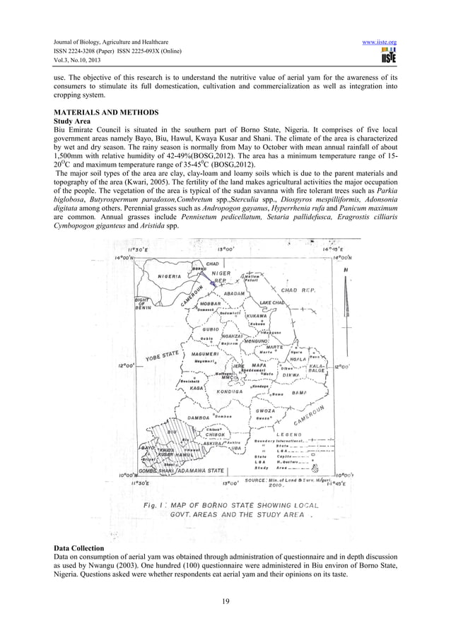 Acceptance of aerial yam (dioscorea bulbifera l.) for food in biu ...