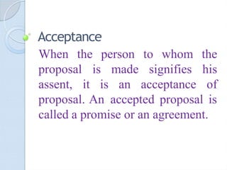 acceptance in contract of law-meaning, e | PPTX