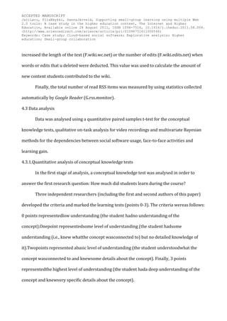 Supporting small-group learning using multiple Web 2.0 tools: A case ...