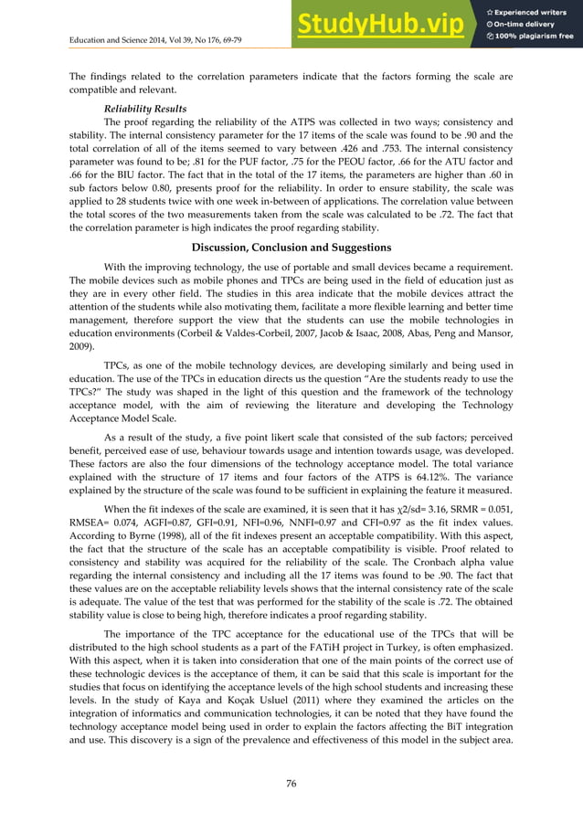 Acceptence Of TPC Scale - Validity And Reliability Study | PDF