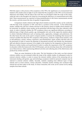 Acceptence Of TPC Scale - Validity And Reliability Study | PDF