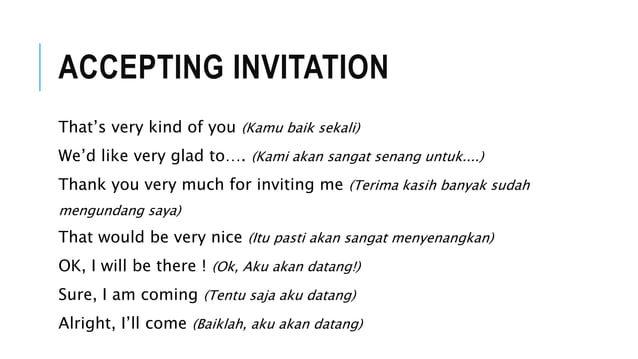 Accepting and declining invitation | PPTX | Birthday | Personal ...