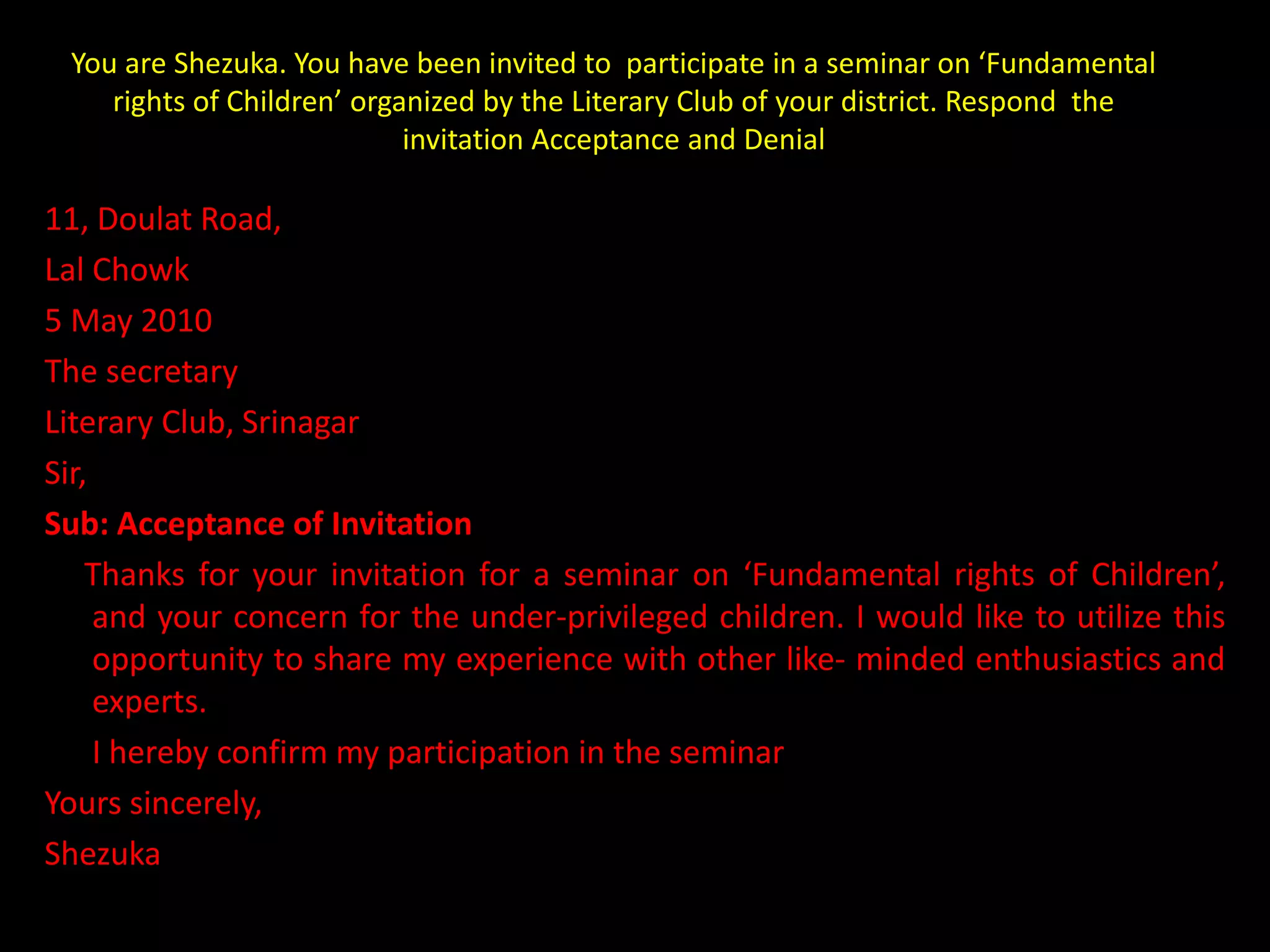 Accepting and declining invitations | PPTX