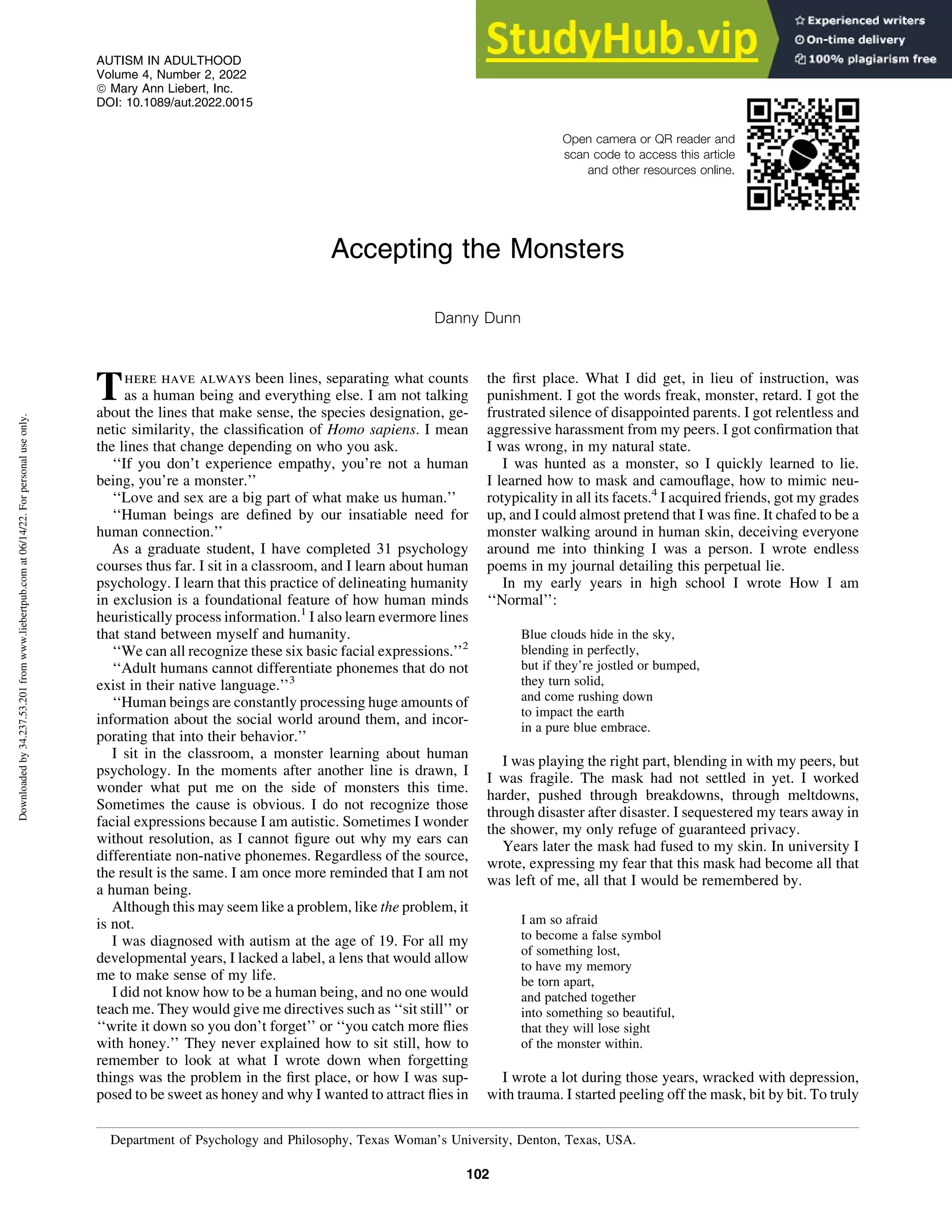 Accepting The Monsters | PDF