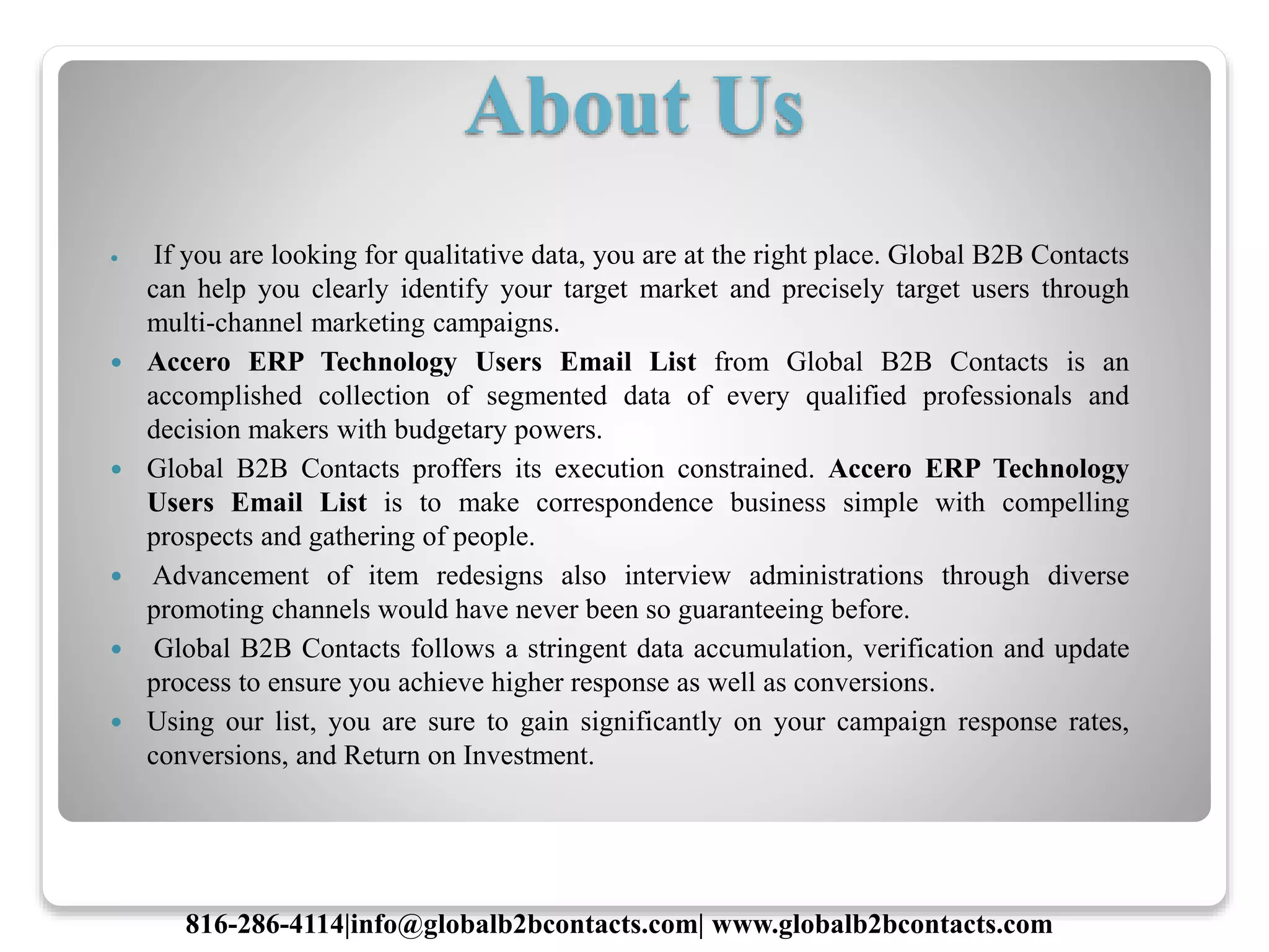 Accero erp technology users list | PPTX | Email | Internet