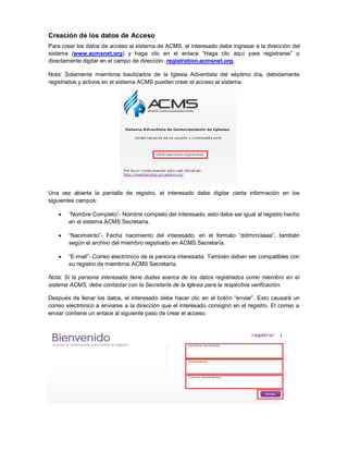 Acceso acms | PDF