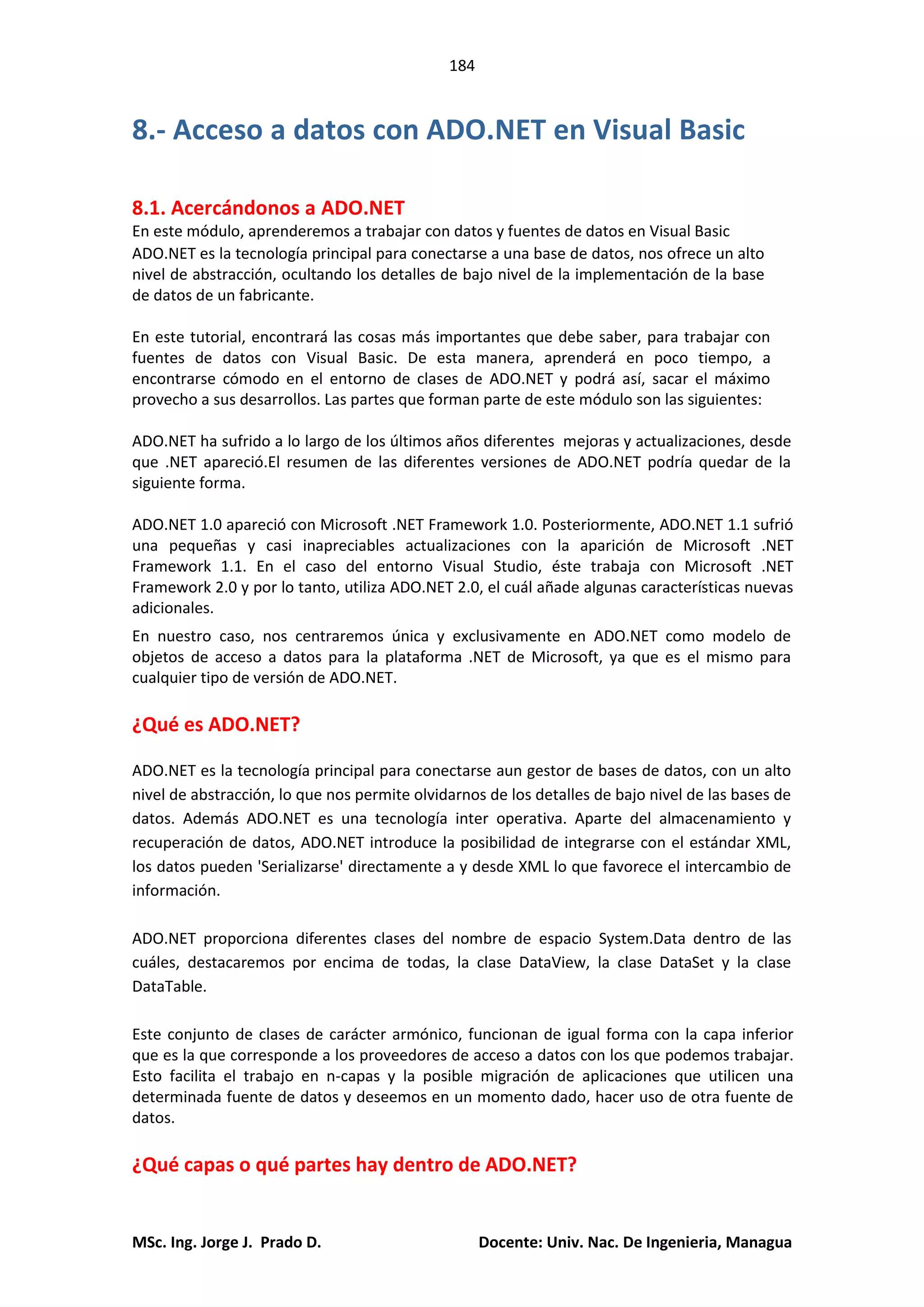 Acceso a datos con ado.net en visual basic | PDF