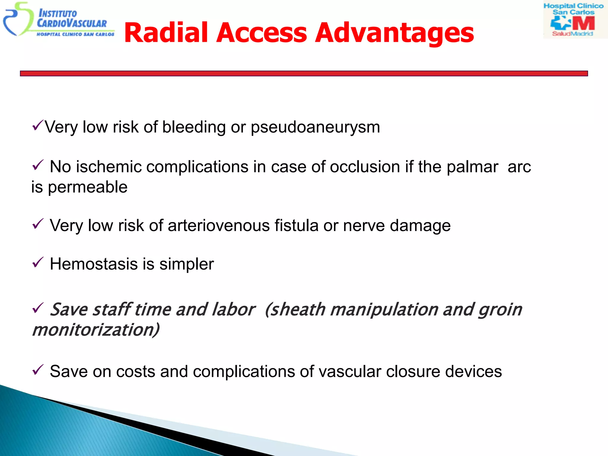 Acceso Radial en el paciente con Síndrome Coronario Agudo. Ventajas e ...