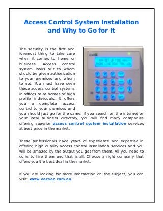 Access Control System Installation and Why to Go for It