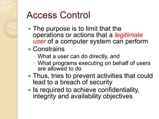 Access Control: Principles and Practice | PPT
