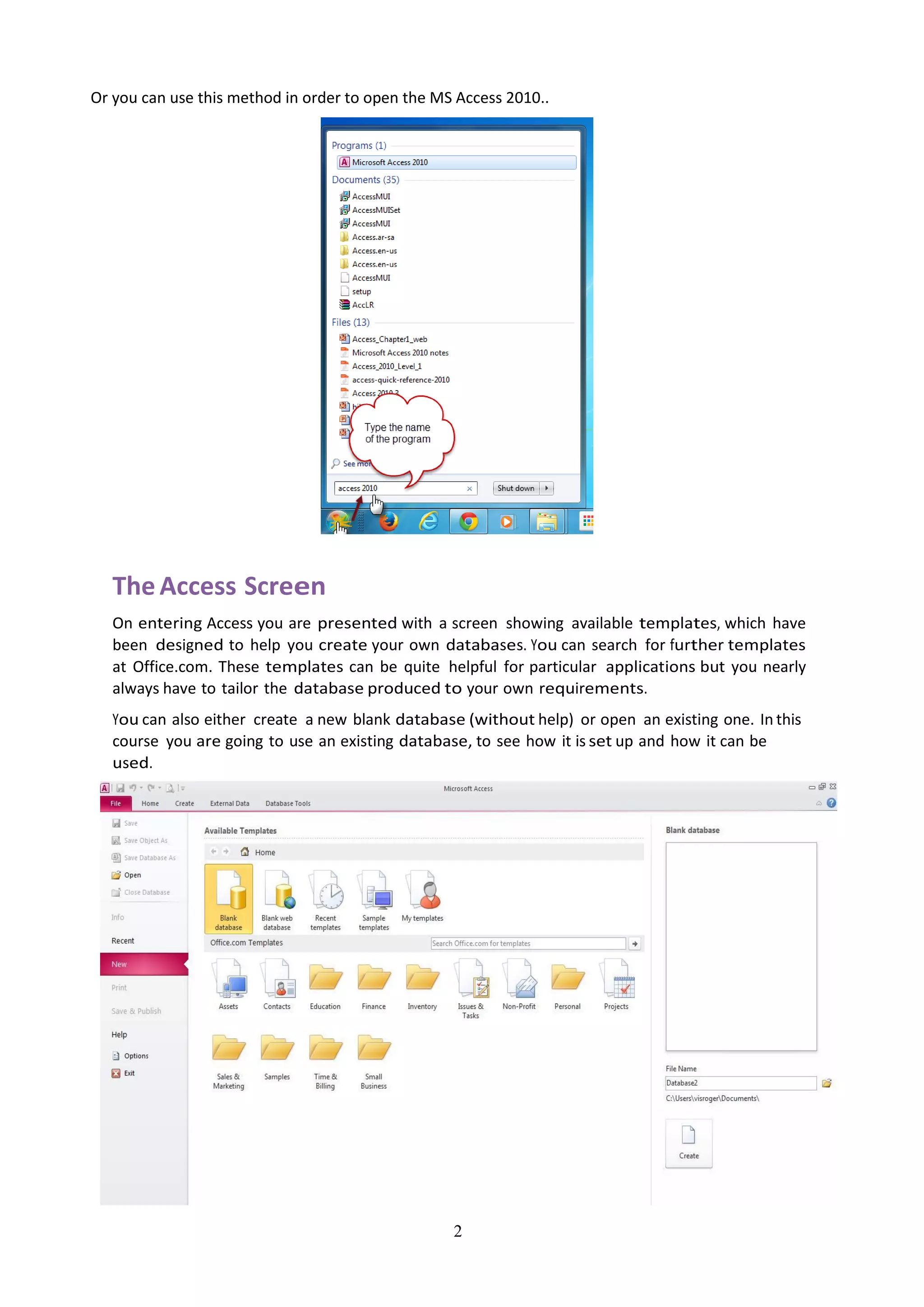 MS Access 2010 tutorial 1 | PDF