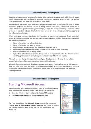 MS Access 2010 tutorial 1 | PDF