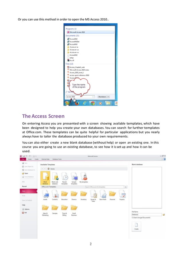MS Access 2010 tutorial 1 | PDF