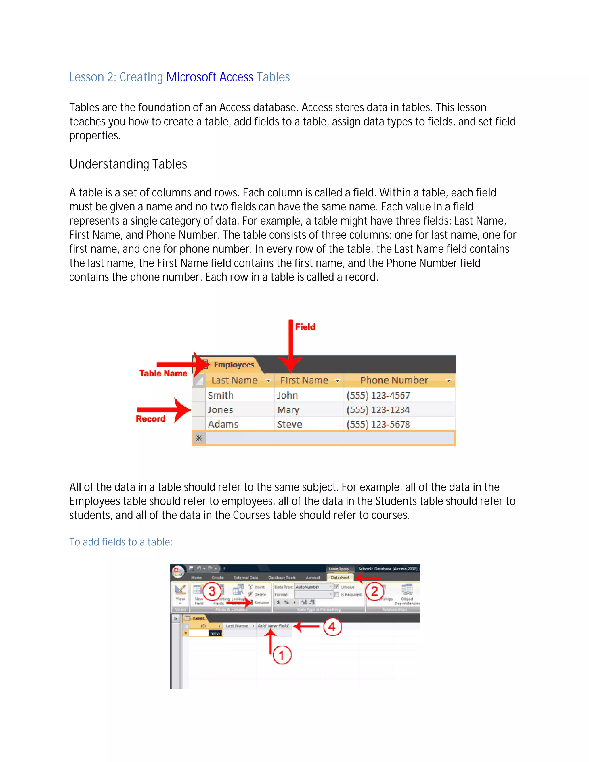 Access 2007 lecture notes students | PDF