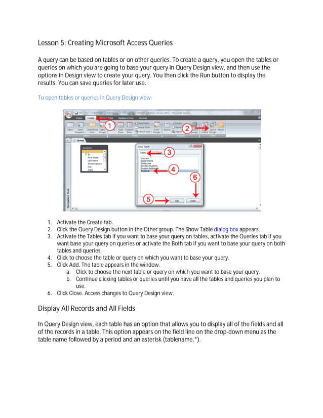 Access 2007 lecture notes students | PDF | Databases | Computer ...