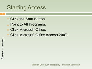 Access 2007 lesson1 | PPTX