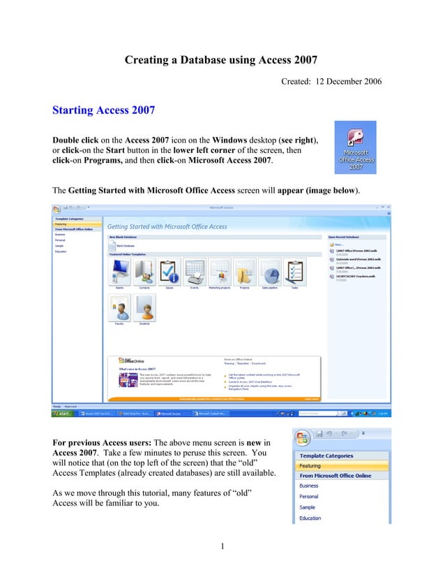 Access 2007 tut | DOC