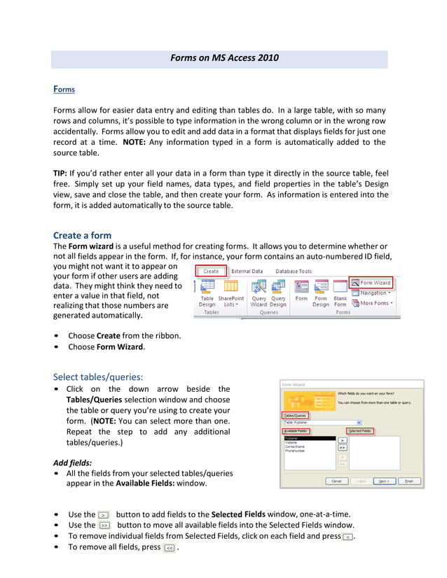 MS Access 2010 tutorial 4 | PDF