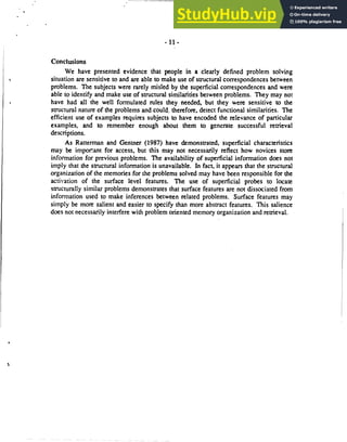 Access And Use Of Previous Solutions In A Problem Solving Situation | PDF