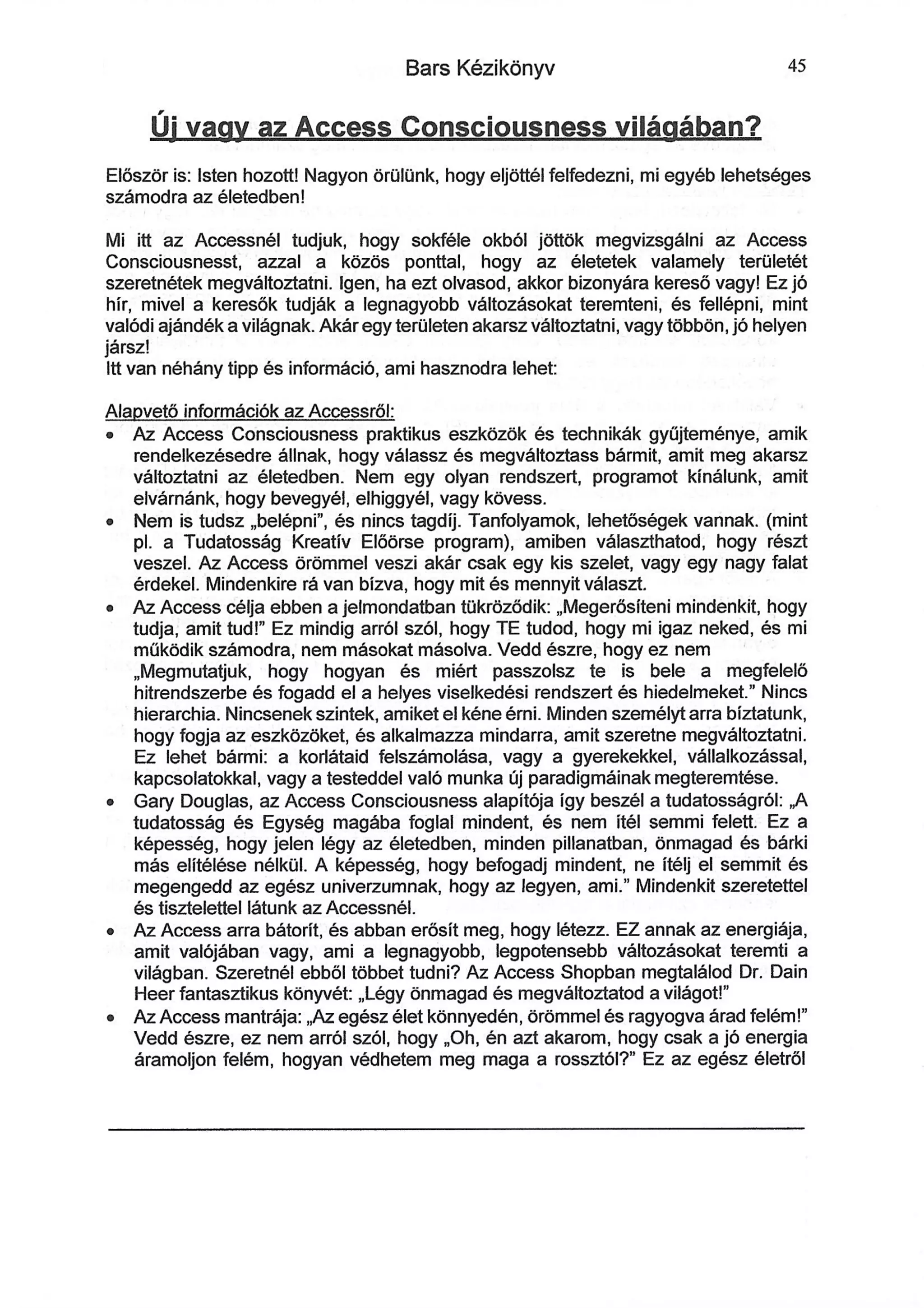Access Bars Teljes Tanfolyami Anyag PDF Magyar | PDF