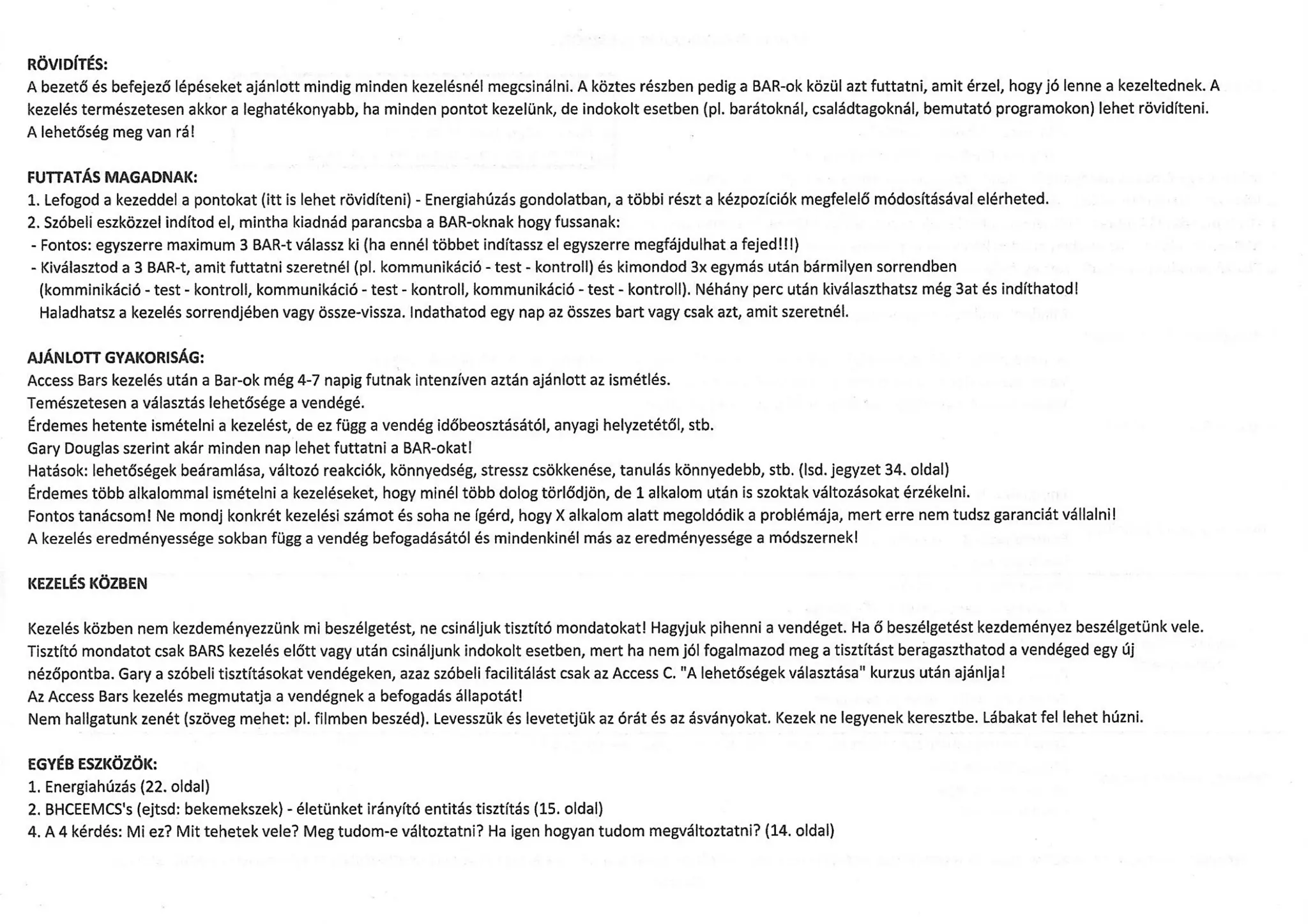 Access Bars Teljes Tanfolyami Anyag PDF Magyar | PDF