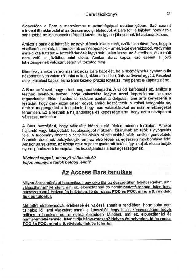 Access Bars Teljes Tanfolyami Anyag PDF Magyar | PDF