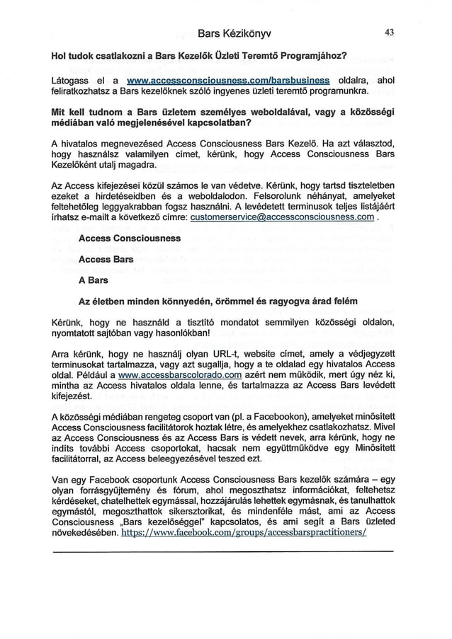 Access Bars Teljes Tanfolyami Anyag PDF Magyar | PDF