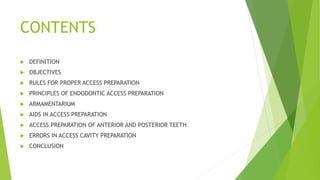 access cavity preparation in upper and lower teeth. pdf | PPT