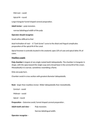 access cavity preparation in all maxillary and mandibular teeth | DOCX