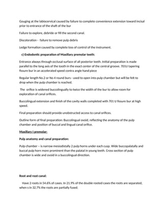 access cavity preparation in all maxillary and mandibular teeth | DOCX