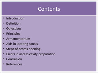 access cavity preparation and design features | PPT