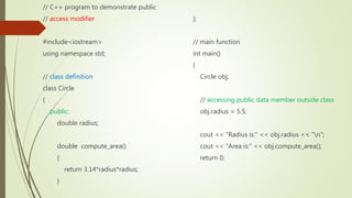 Access controlaspecifier and visibilty modes | PPTX